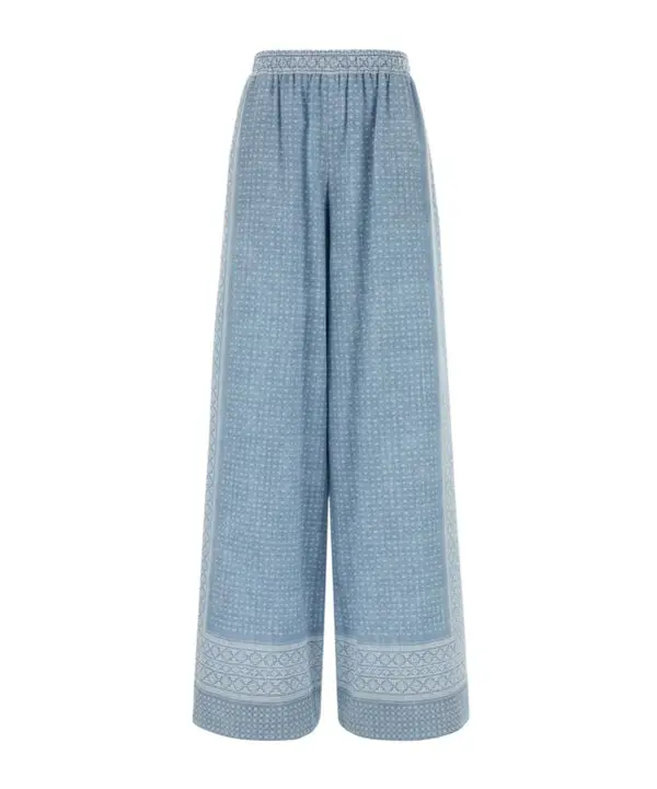 Ermanno Scervino Printed Wide-leg Trousers - Blue
