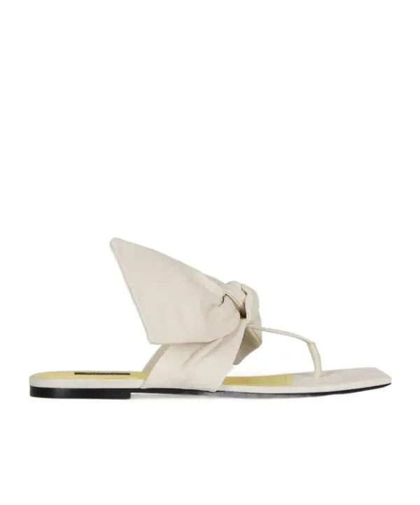 Givenchy Bow Leather Slides - Ivory