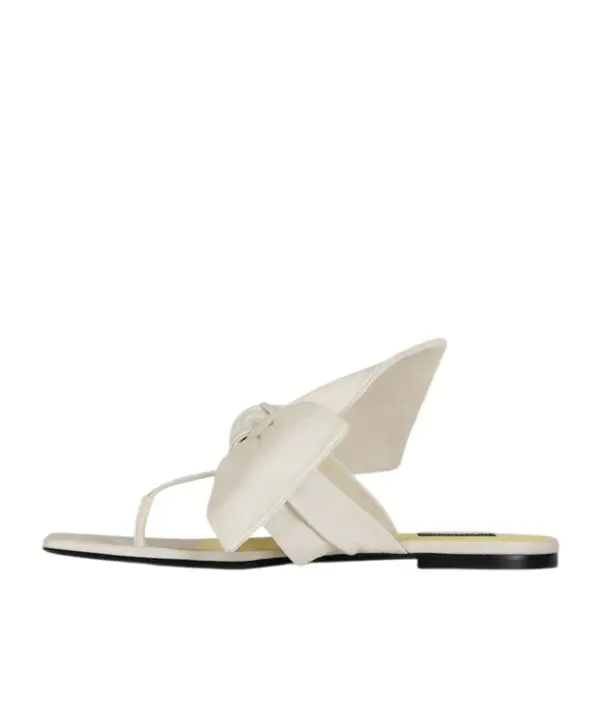 Givenchy Bow Leather Slides - Ivory