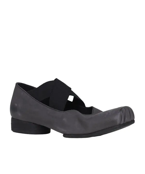 UMA WANG Square-toed Ballet Flats With Criss-cross Straps - Black
