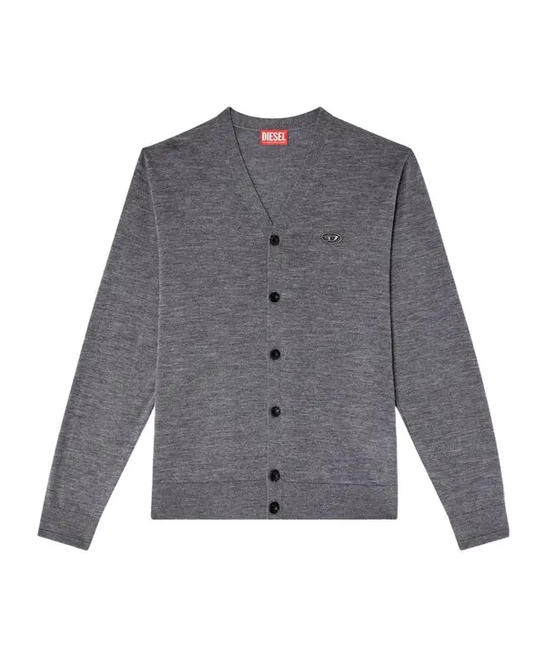 DIESEL® Buttoned V-neck Cardigan With Cut-out Logo