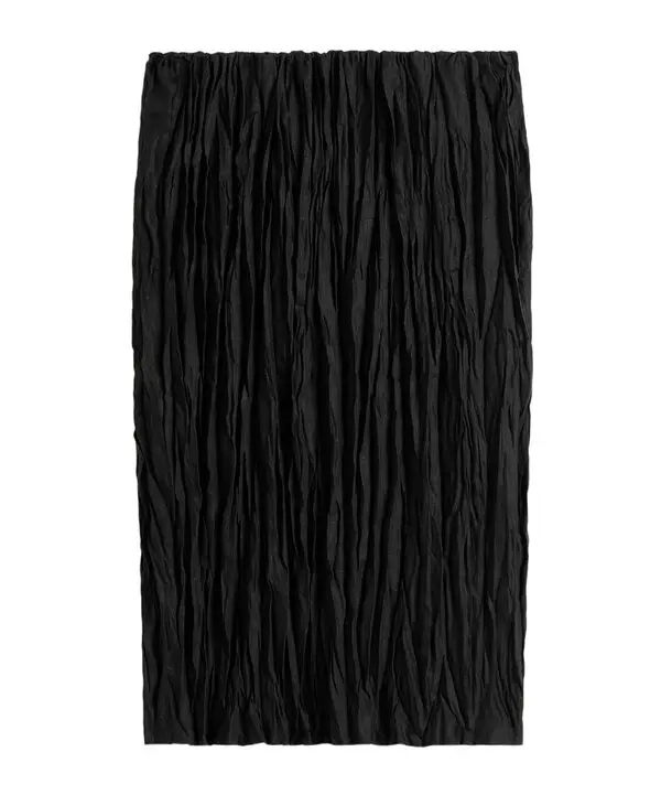 TOTEME Crinkled Linen Midi Skirt - Black