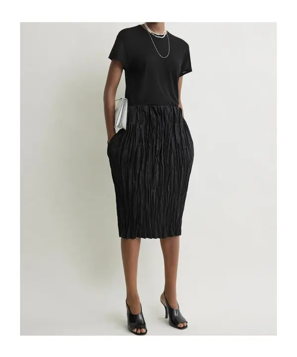 TOTEME Crinkled Linen Midi Skirt - Black