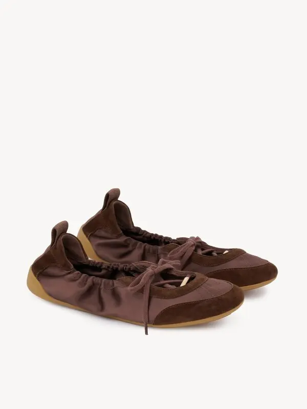 Chloé Kick Lace-up Athletic Ballerina Flats - Bright Brown