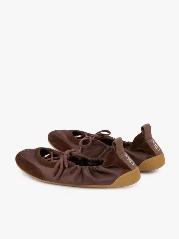 Chloé Kick Lace-up Athletic Ballerina Flats - Bright Brown