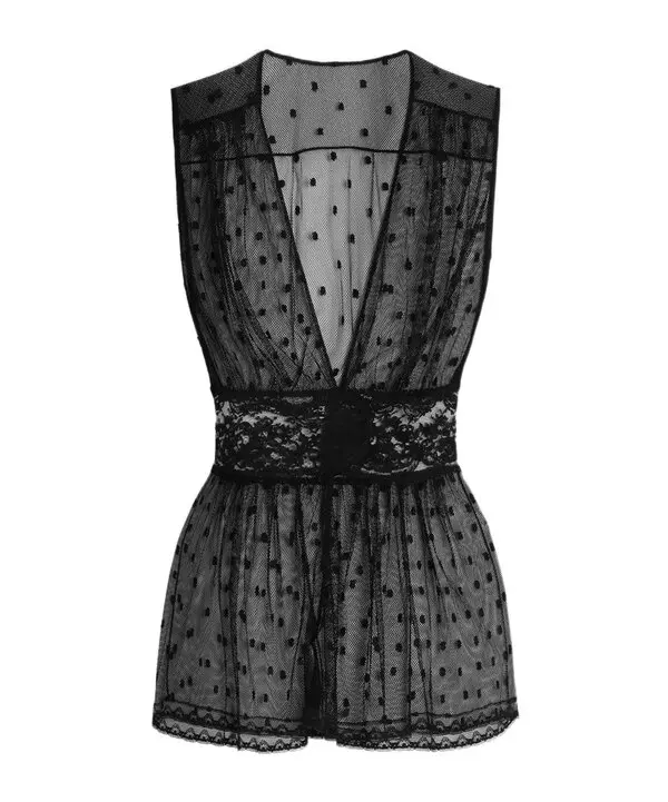 Dolce & Gabbana Lace Polka-dot Top - Black