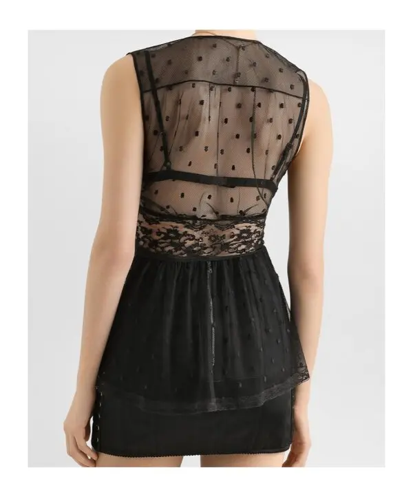 Dolce & Gabbana Sleeveless Polka Dot Lace Top