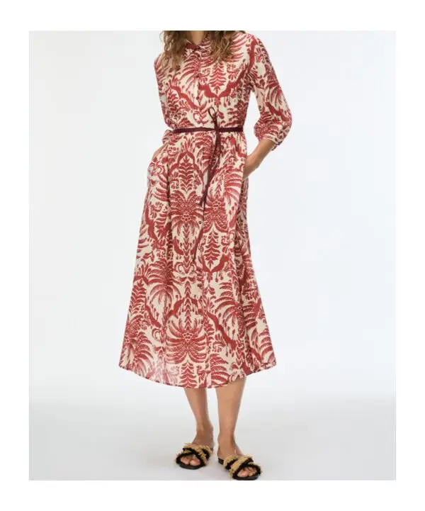 IBLUES Flared, Figure-skimming Shirt Dress With Gathered Sleeves
