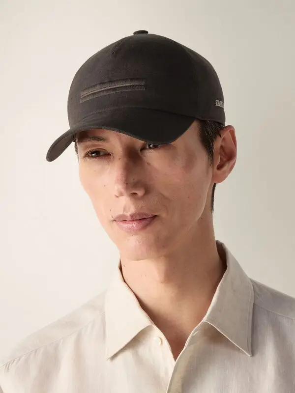 Zegna Baseball Cap With Embroidered Logo - Dark Brown