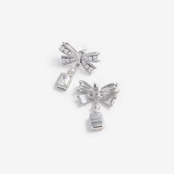 SELF-PORTRAIT Crystal Bow Drop Earrings