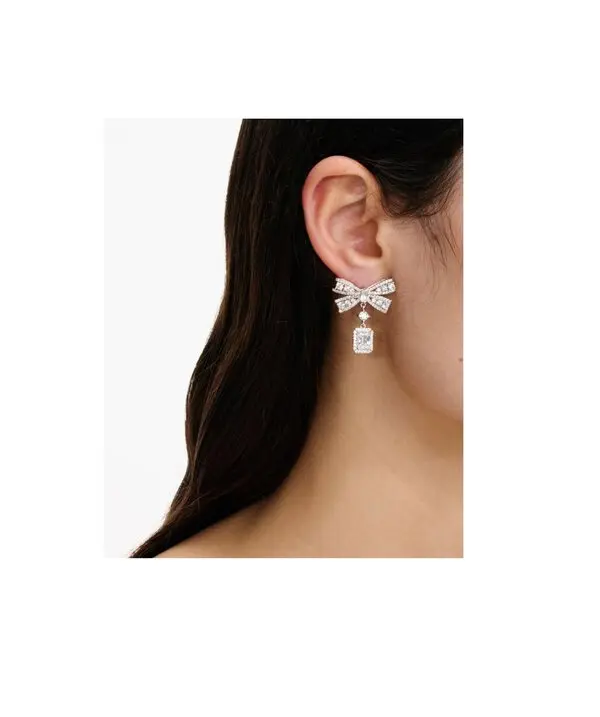 SELF-PORTRAIT Crystal Bow Drop Earrings
