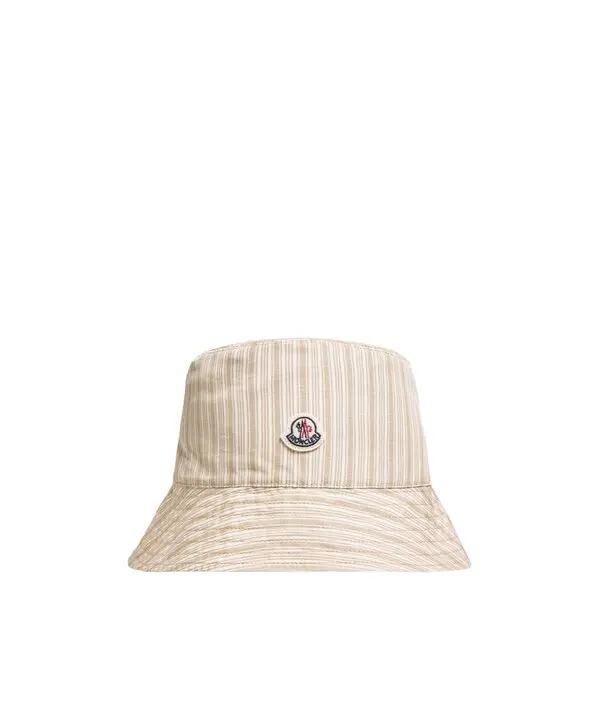Moncler Reversible Striped Cotton Bucket Hat - Light Beige