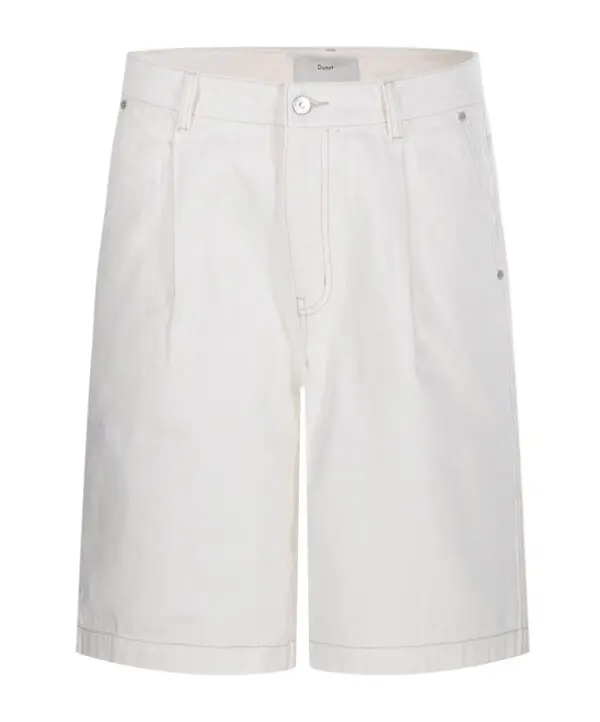 DUNST Pleated Bermuda Denim Shorts - White