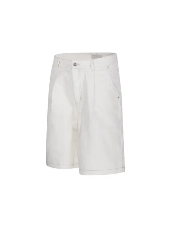 DUNST Pleated Bermuda Denim Shorts - White