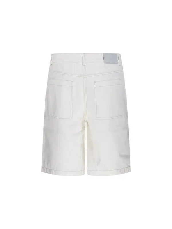 DUNST Pleated Bermuda Denim Shorts - White