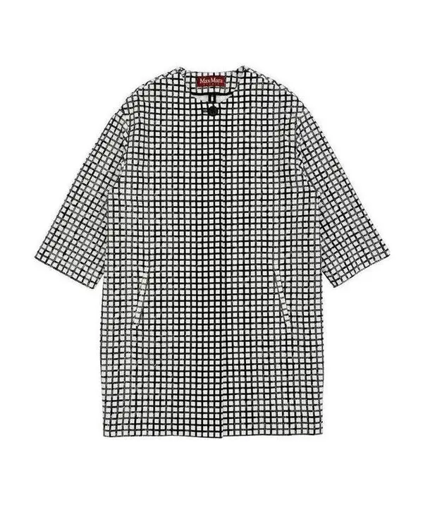 Max Mara Checked Round Neck Blouse - Black