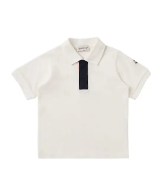 Moncler Cotton Piquet Polo Shirt With Tricolour Trim - White