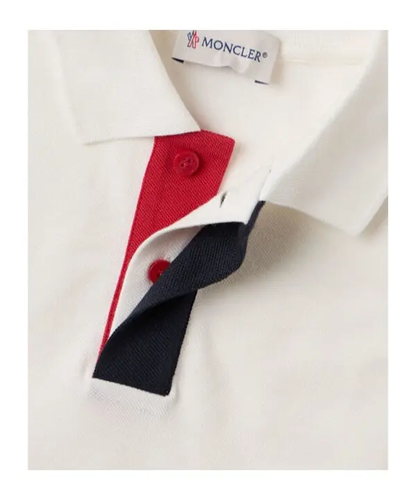 Moncler Cotton Piquet Polo Shirt With Tricolour Trim