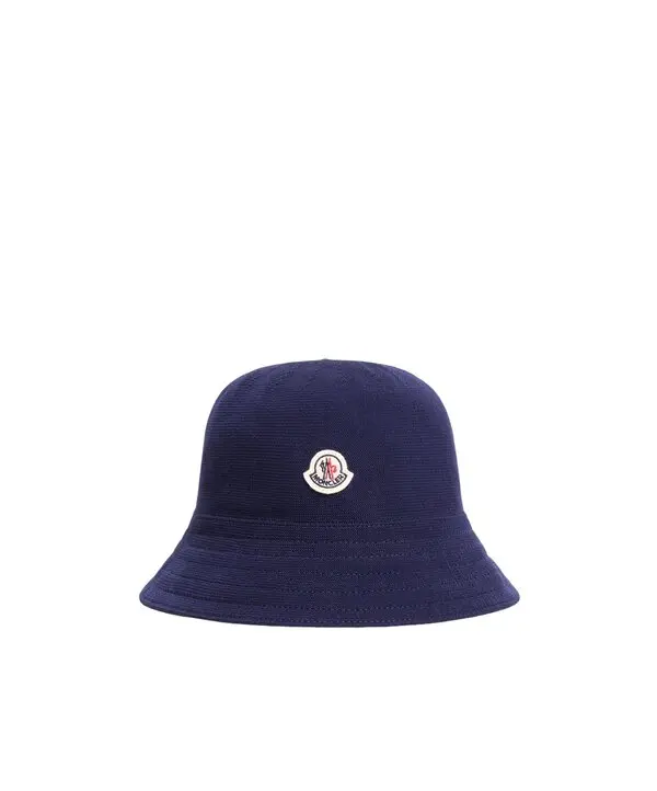 Moncler Logo Patch Bucket Hat - Navy Blue