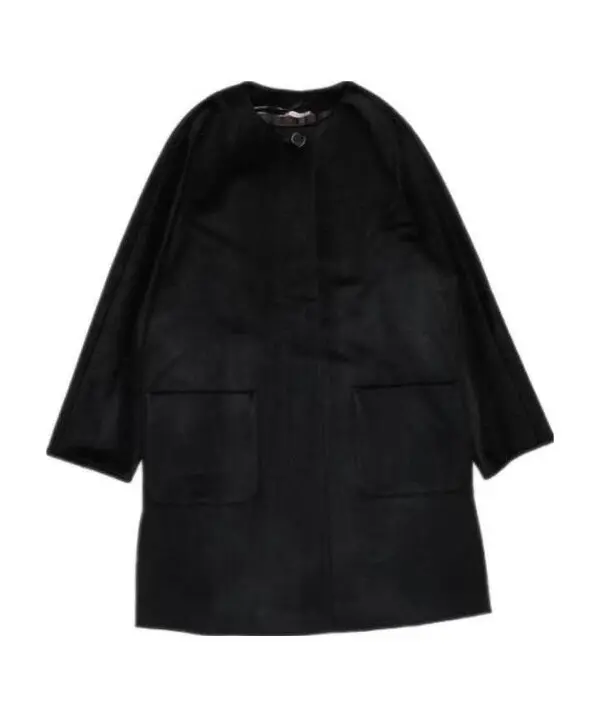 Max Mara Round Neck Coat With Long Sleeves - Black