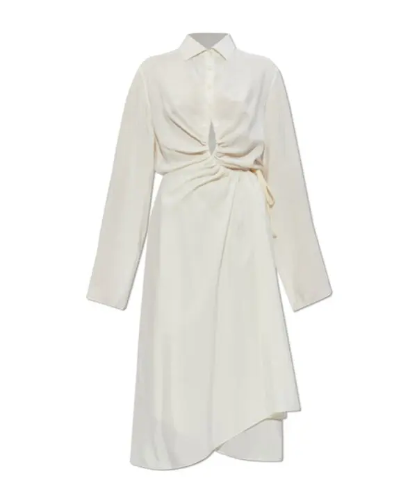 MAISON MARGIELA Draped Cutout Shirt Dress - Cream