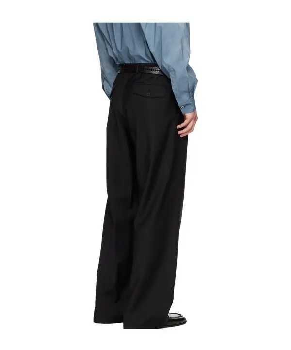 SUNFLOWER Wide-leg Pleated Trousers - Black