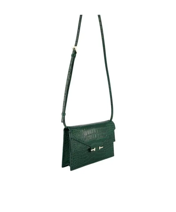 TOM FORD Embossed Croc Effect Shoulder Bag - Emerald Green