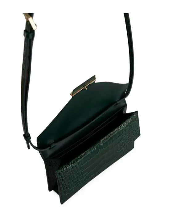 TOM FORD Embossed Croc Effect Shoulder Bag - Emerald Green
