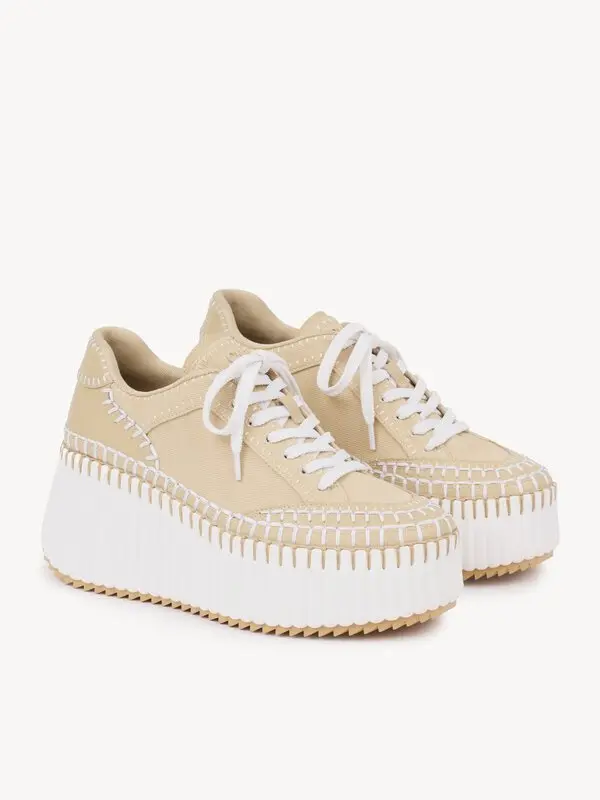 Chloé Nama Platform Sneakers - Light Khaki