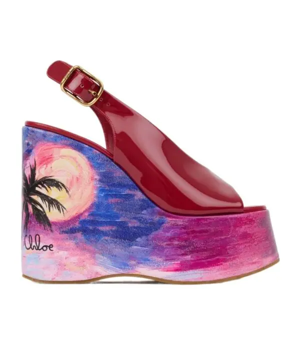 Chloé Maxime Wedge Sandals - Raspberry Sorbet