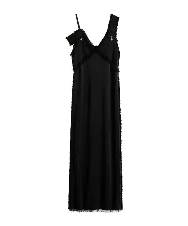 TOTEME V-neck Asymmetrical Dress With Raw Edges - Black