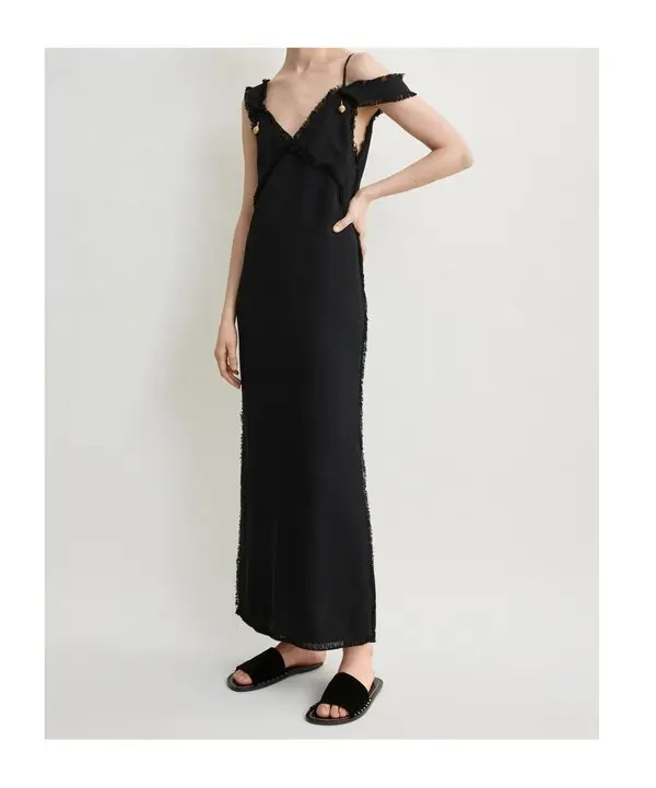 TOTEME V-neck Asymmetrical Dress With Raw Edges