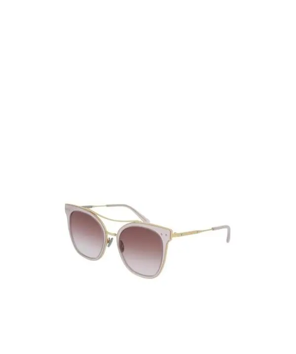 Bottega Veneta Gold Tone Full Frame Logo Detail Sunglasses - Nude