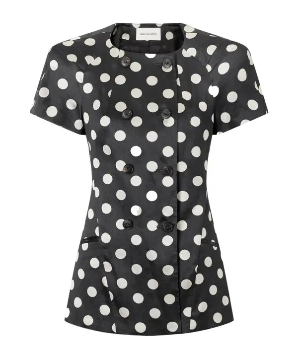 Dries Van Noten Bonny Polka Dot Jacquard Jacket - Black
