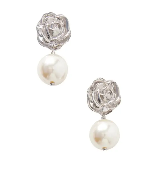 Magda Butrym Silver-tone Pearl Drop Earrings - White