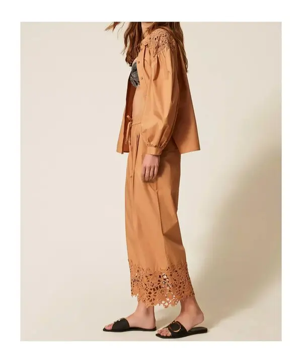 TWINSET Wide-leg Trousers With Lace Hem Detail