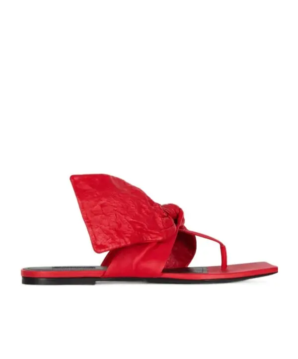 Givenchy Nappa Leather Boudoir Thong Sandals With Bow Detailing - Cinnabar
