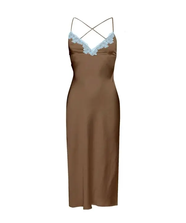 MC2 SAINT BARTH Lace-trimmed Silk Maxi Dress