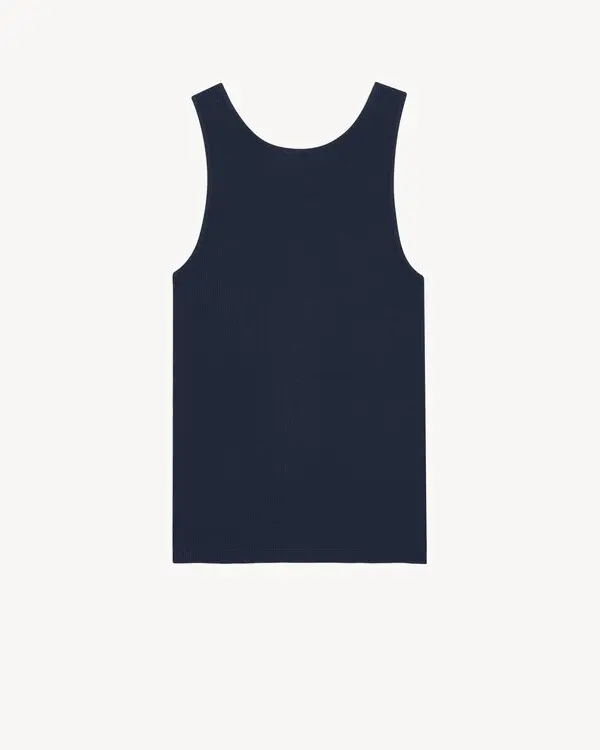 Saint Laurent Cassandre Ribbed Tank Top - Black