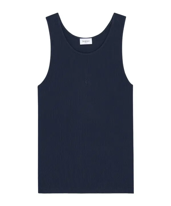 Saint Laurent Cassandre Ribbed Tank Top - Midnight Blue