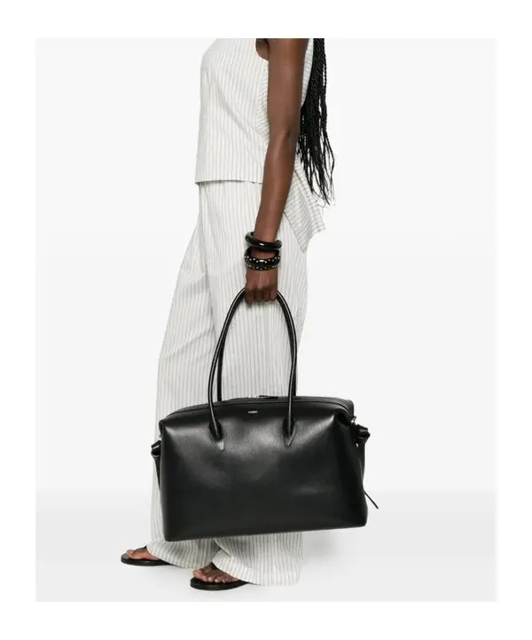 Yuzefi Large Brioche Leather Tote Bag - Black
