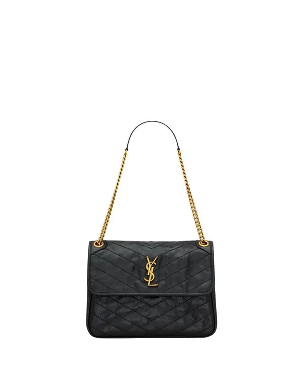 Saint Laurent Niki Logo Plaque Shoulder Bag - Black