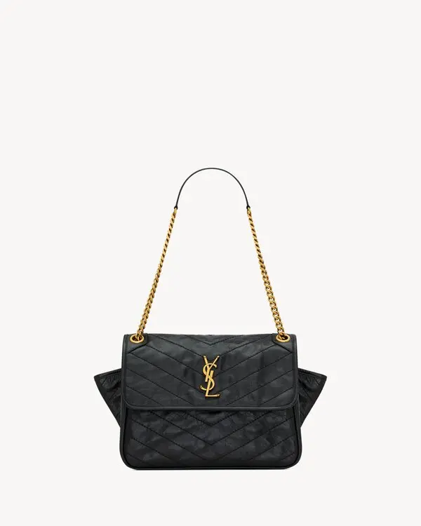 Saint Laurent Niki Logo Plaque Shoulder Bag - Black