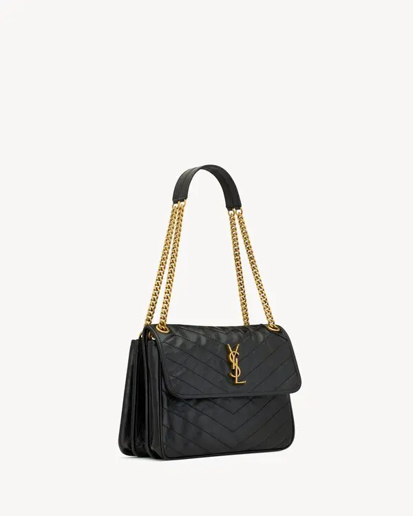 Saint Laurent Niki Logo Plaque Shoulder Bag - Black