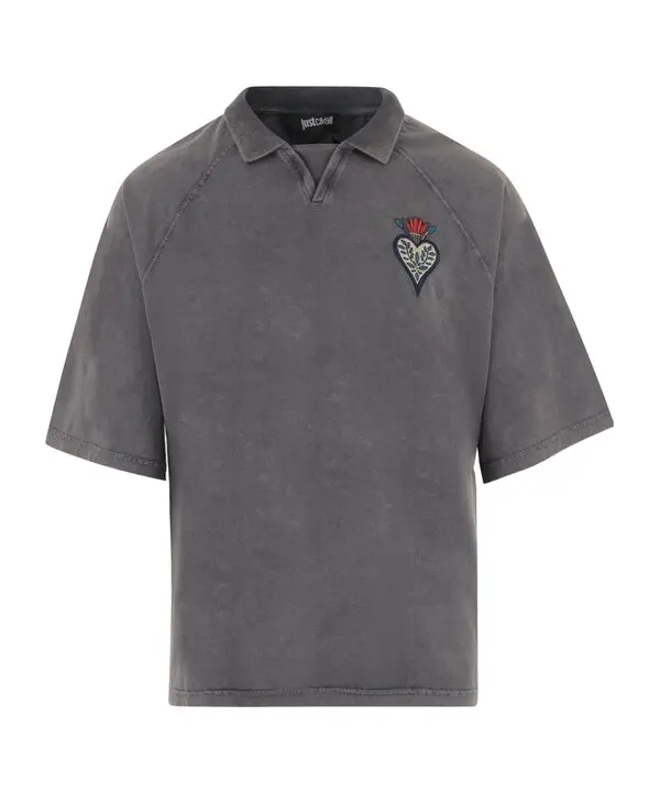 Just Cavalli Flame Heart Embroidered Polo T-shirt