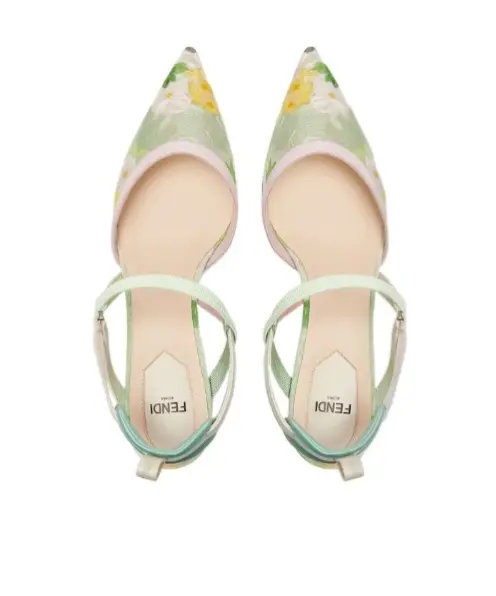 Fendi Colibrì Lite Floral Slingback Pumps - Nude