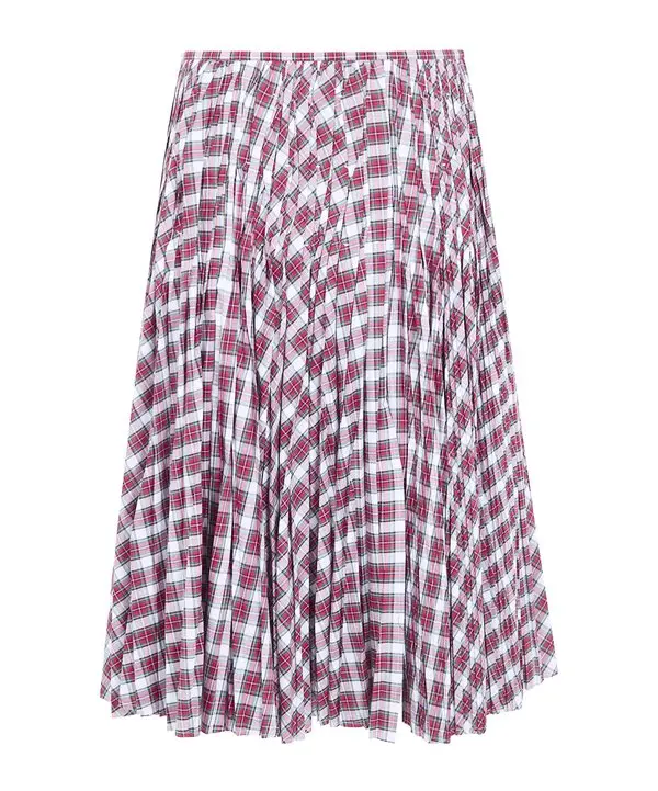 N.21 Plaid Pleated Midi Skirt