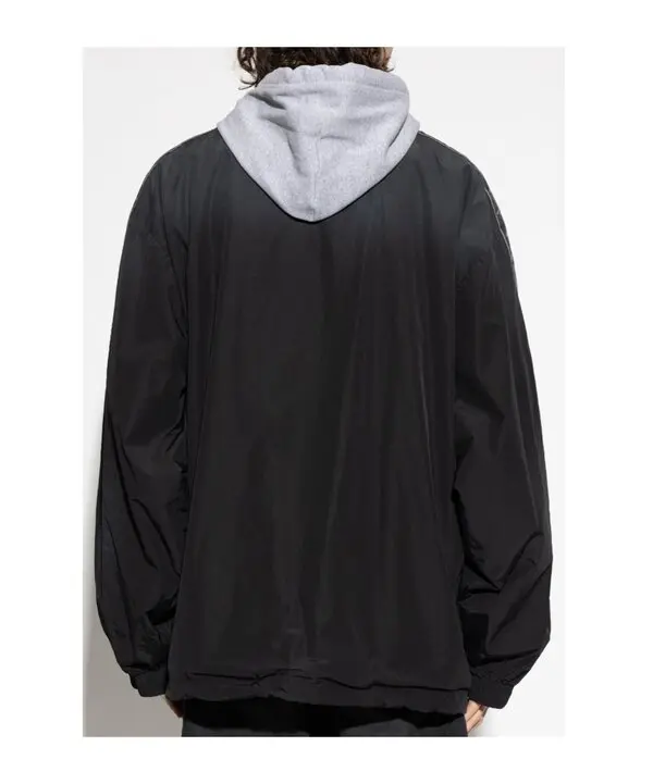 Balenciaga Logo Trim Hooded Jacket