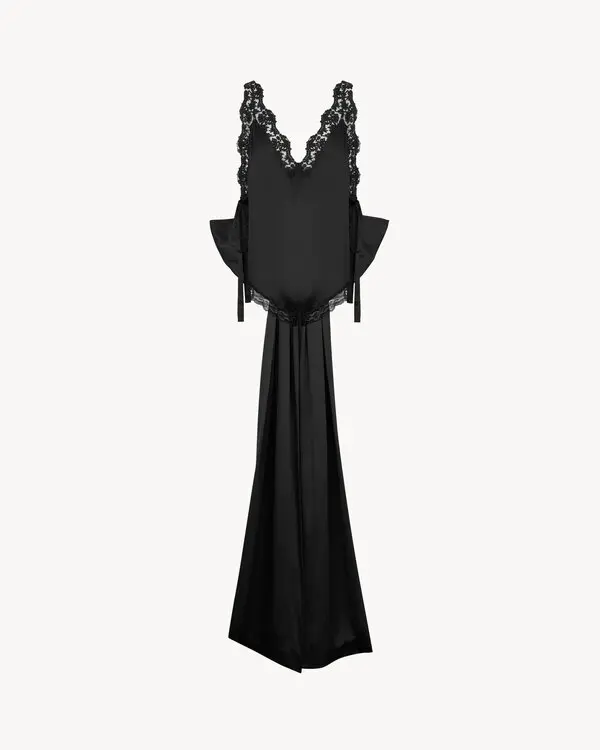 Saint Laurent Silk Crepe Muslin Lace Romper