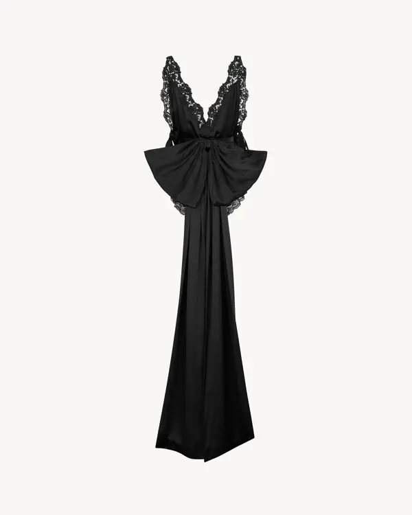 Saint Laurent Silk Crepe Muslin Lace Romper